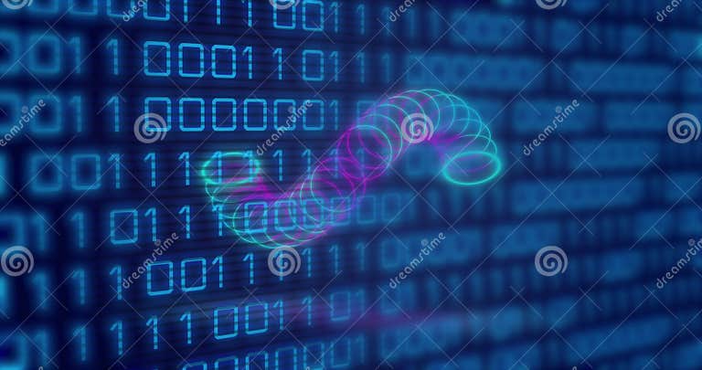Image of Circles Over Binary Code on Navy Background Stock Illustration - Illustration of cloud ...