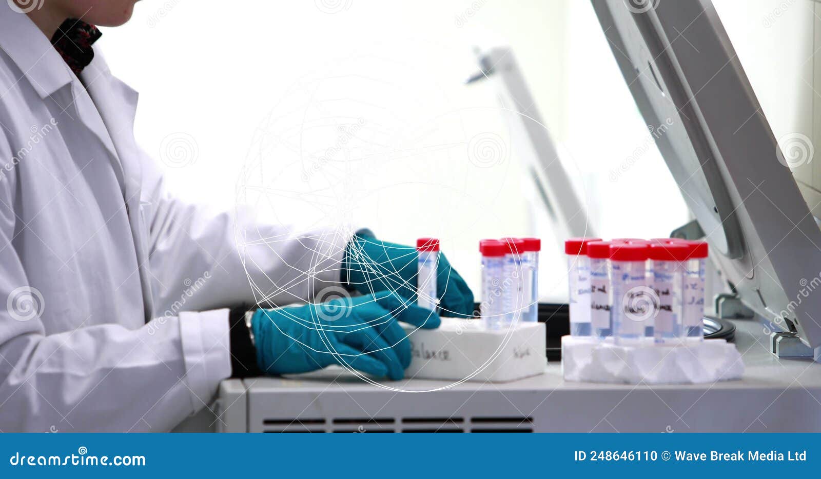 Image of Circles Spinning Over Male Scientist in Laboratory Stock Photo ...