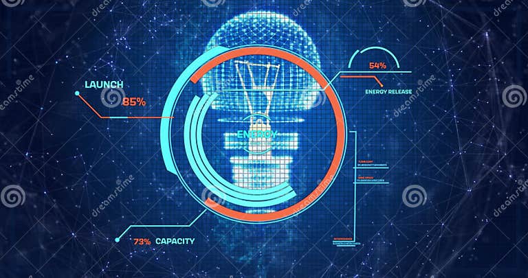 Image of Circular Scanner Processing Energy Data Over Light Bulb and ...