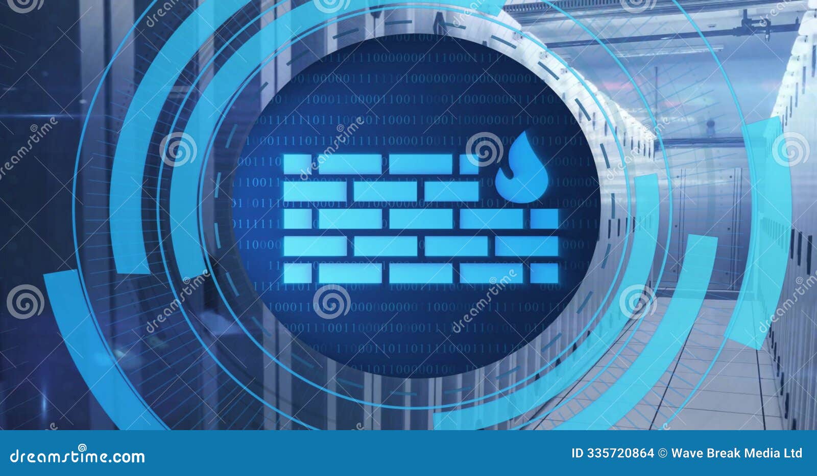 Image of Circular Scanner Processing Firewall Data Over Server Room ...