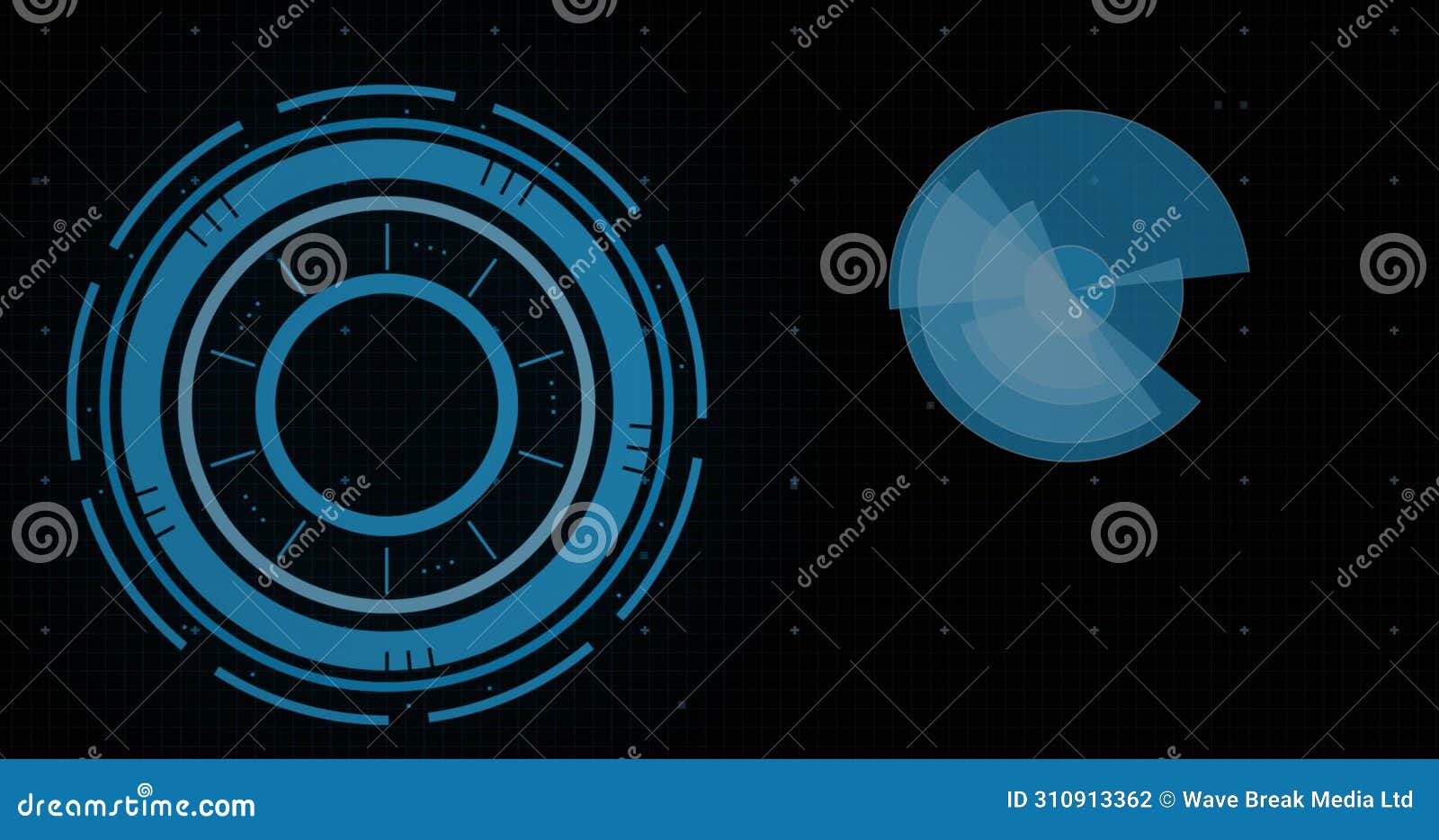 Image of Circular Scanners and Loading Rings Processing Data on Black ...