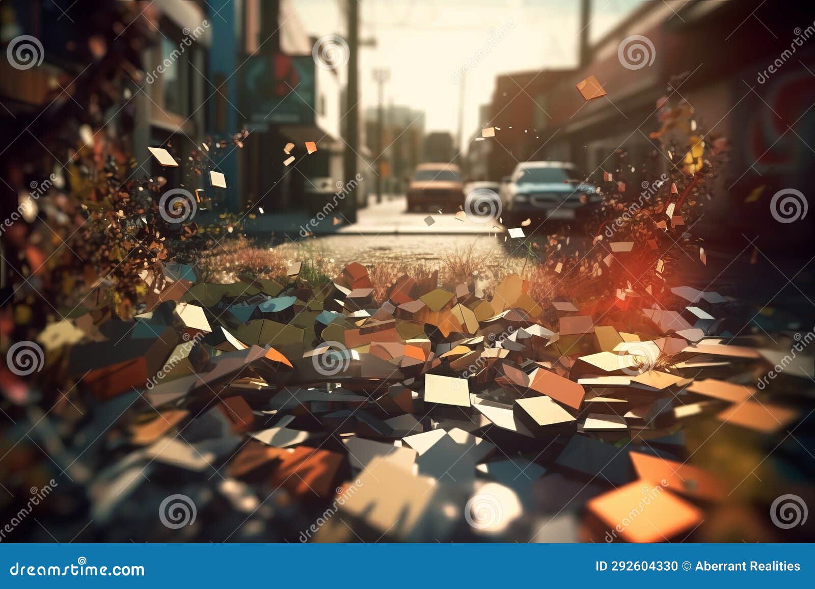 An Image of a City Street with Lots of Rubble Stock Illustration ...