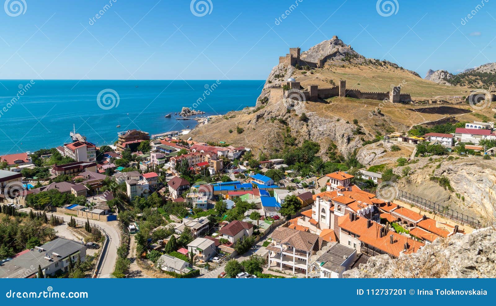 Image with the City of Sudak. Stock Image - Image of tourist, resort ...