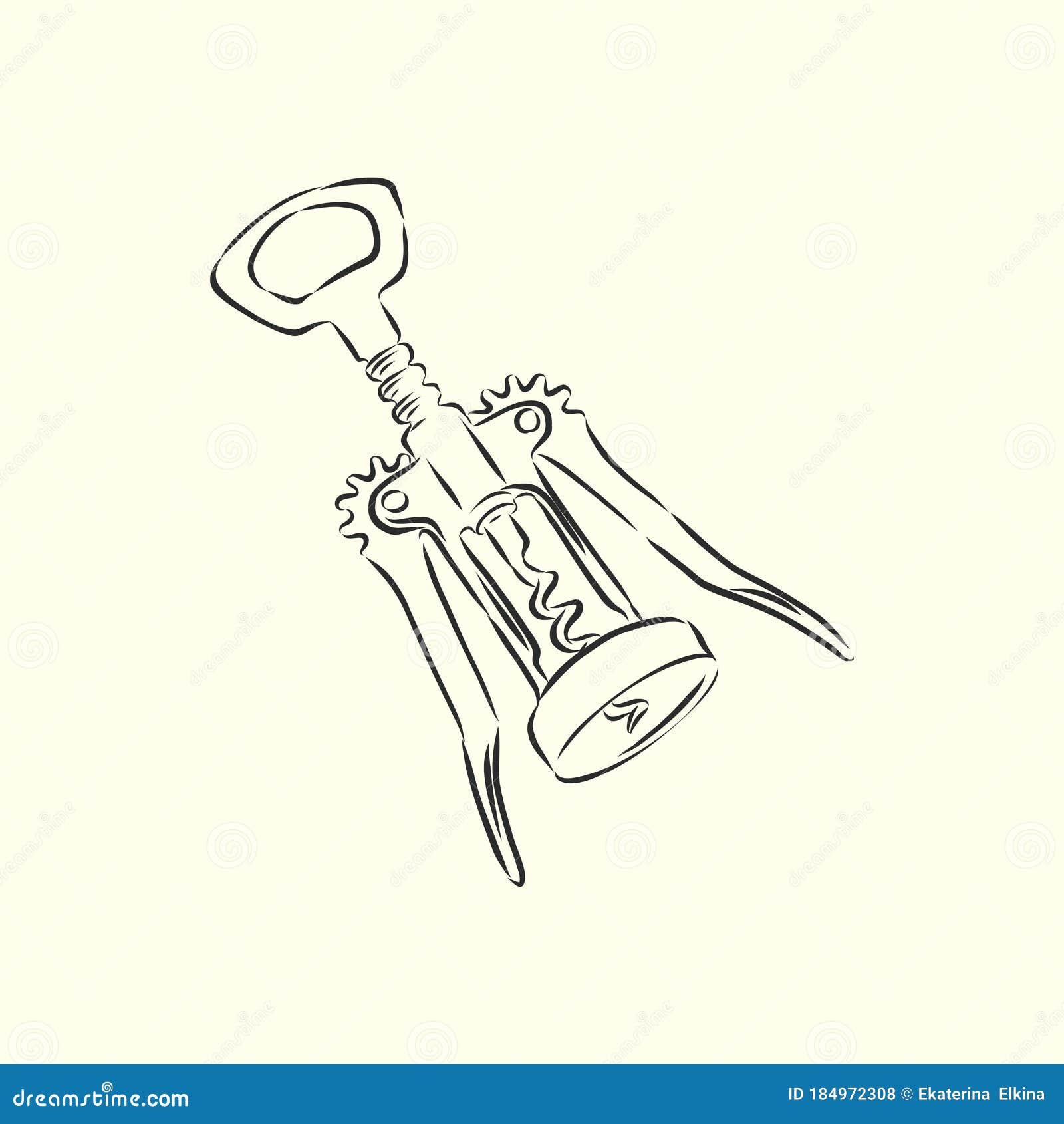Image of Classic Corkscrew. Doodle Style. Corkscrew, Vector Sketch ...