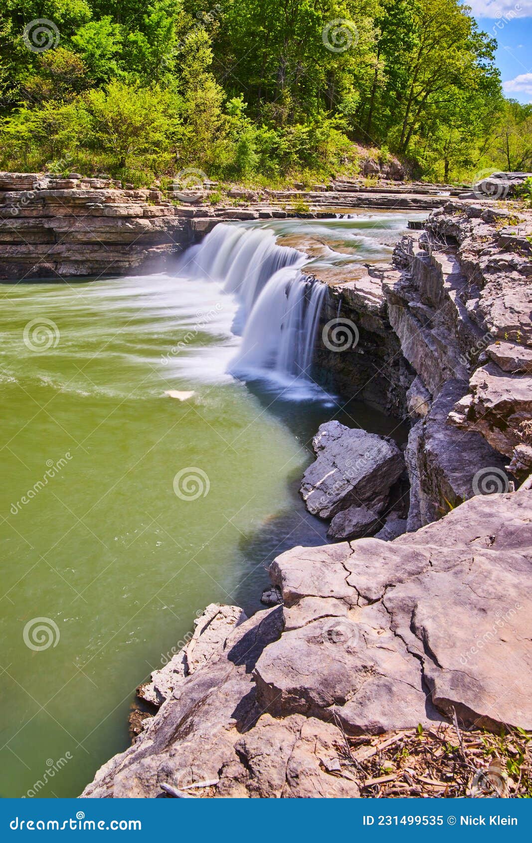 Cliff Edge Next To Large Waterfall Gorge Stock Image - Image of ...