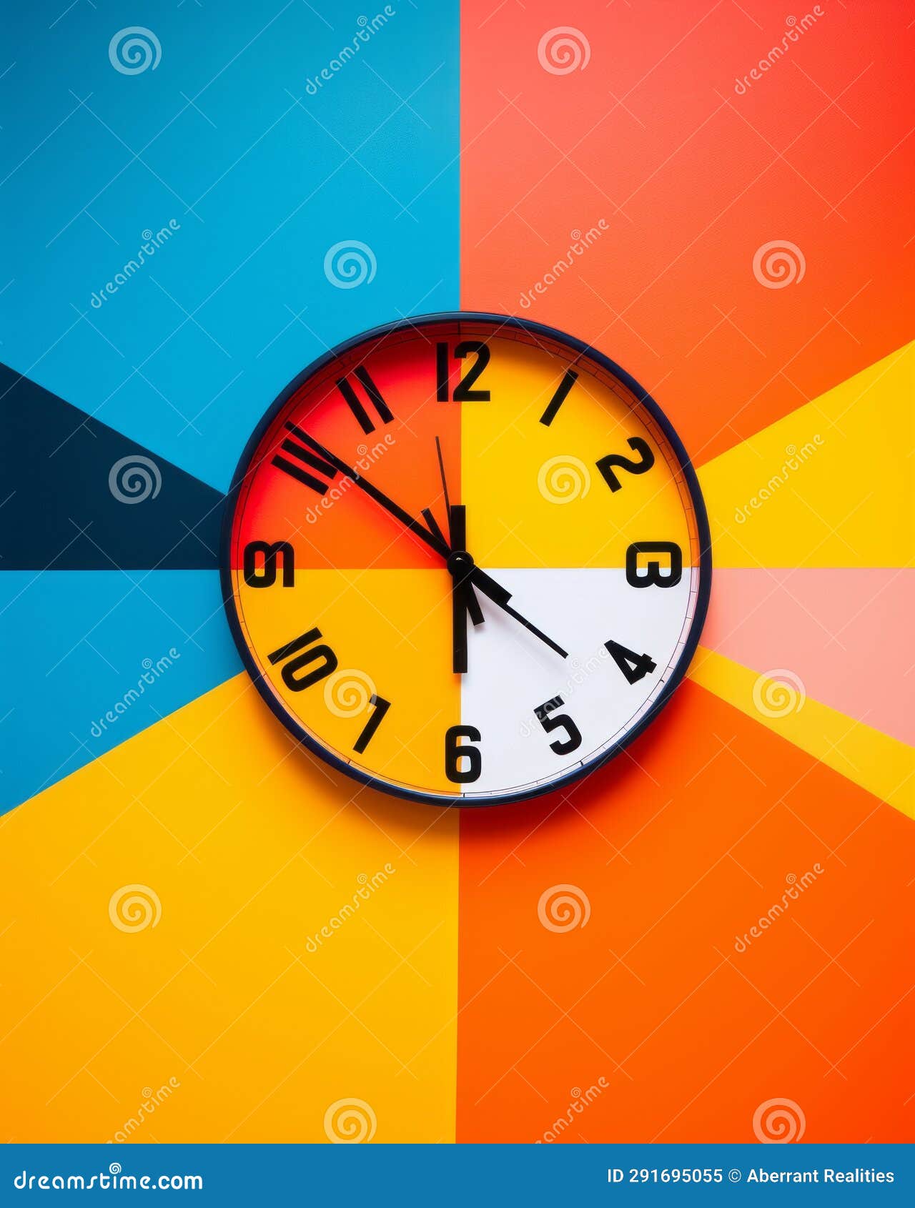 An Image of a Clock on a Colorful Background Stock Illustration ...