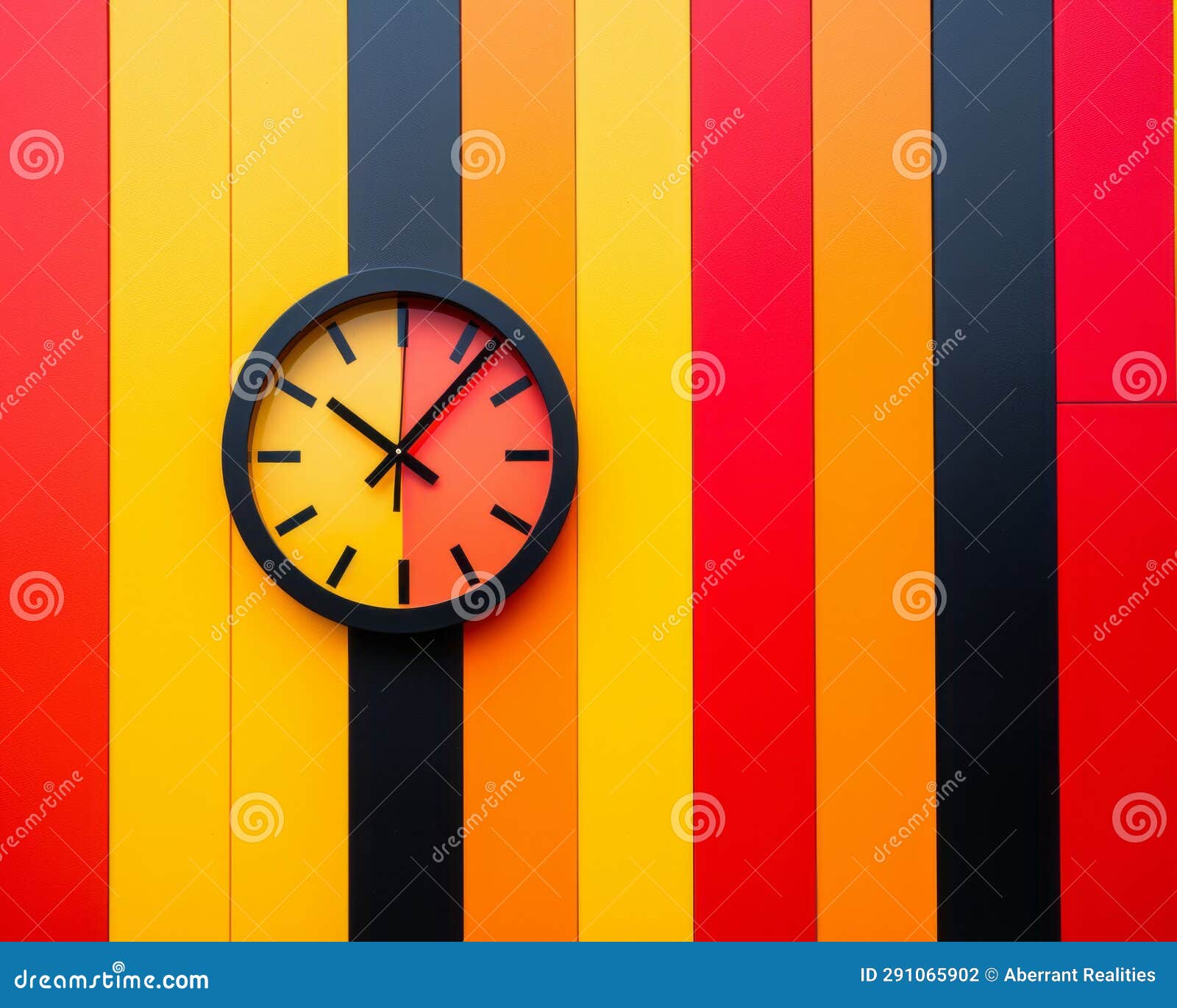 An Image of a Clock on a Colorful Wall Stock Illustration ...