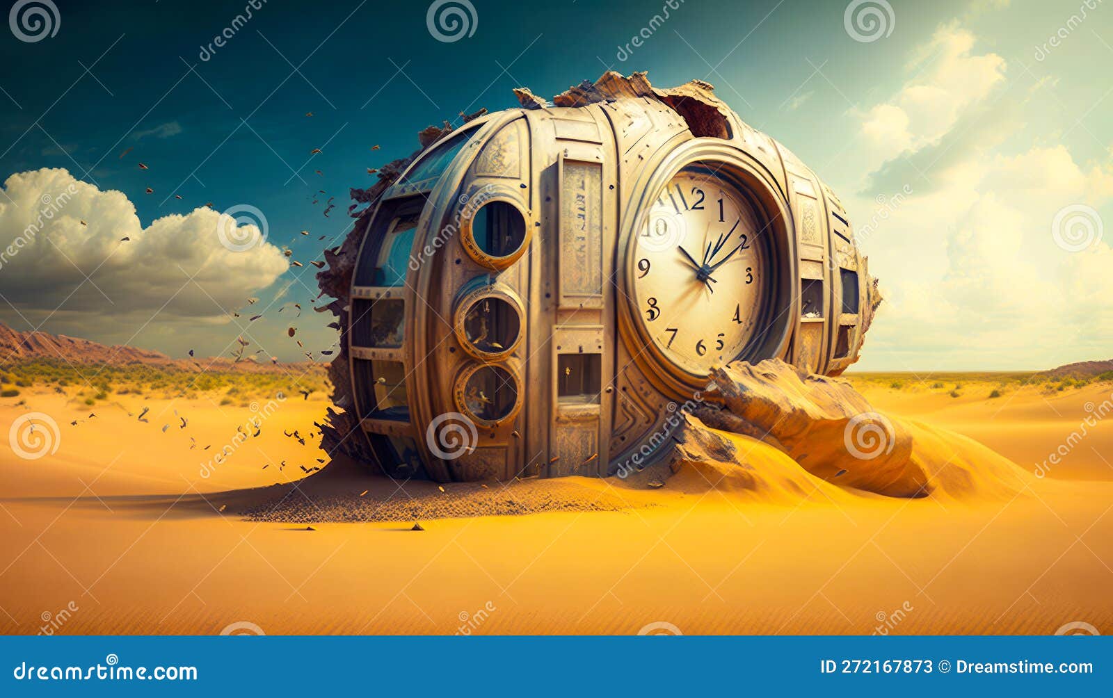 An Image of Clock in the Desert. Generative AI Stock Illustration ...