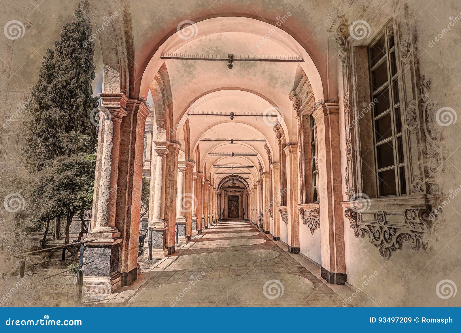 Cloister Corridor And Window Light Stock Photo | CartoonDealer.com #6322812