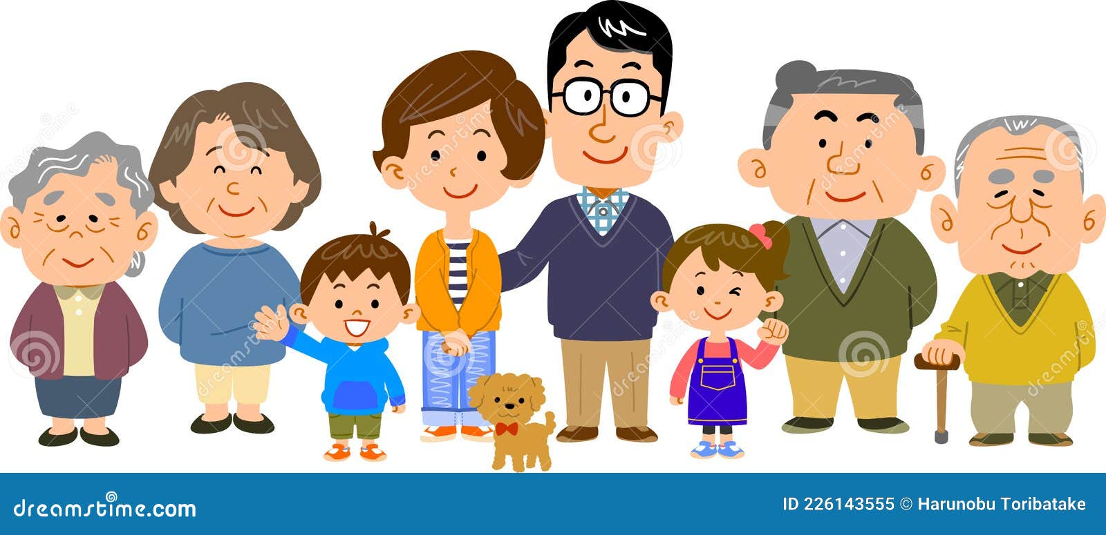 A Close Family of Four Generations Stock Vector - Illustration of child ...
