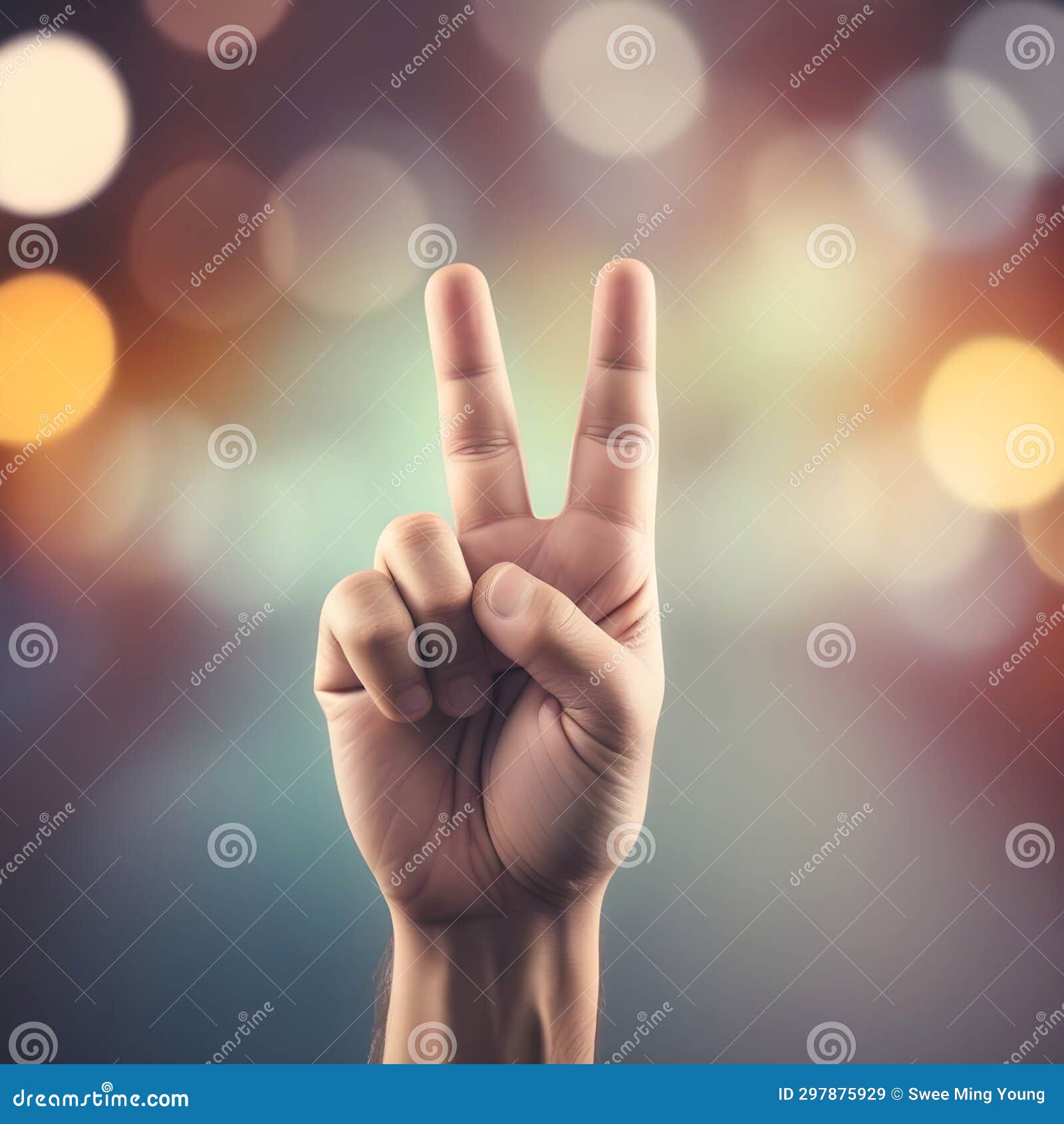 Image of the Close Shot of a Human Hand with 2 Fingers Sign for Peace ...