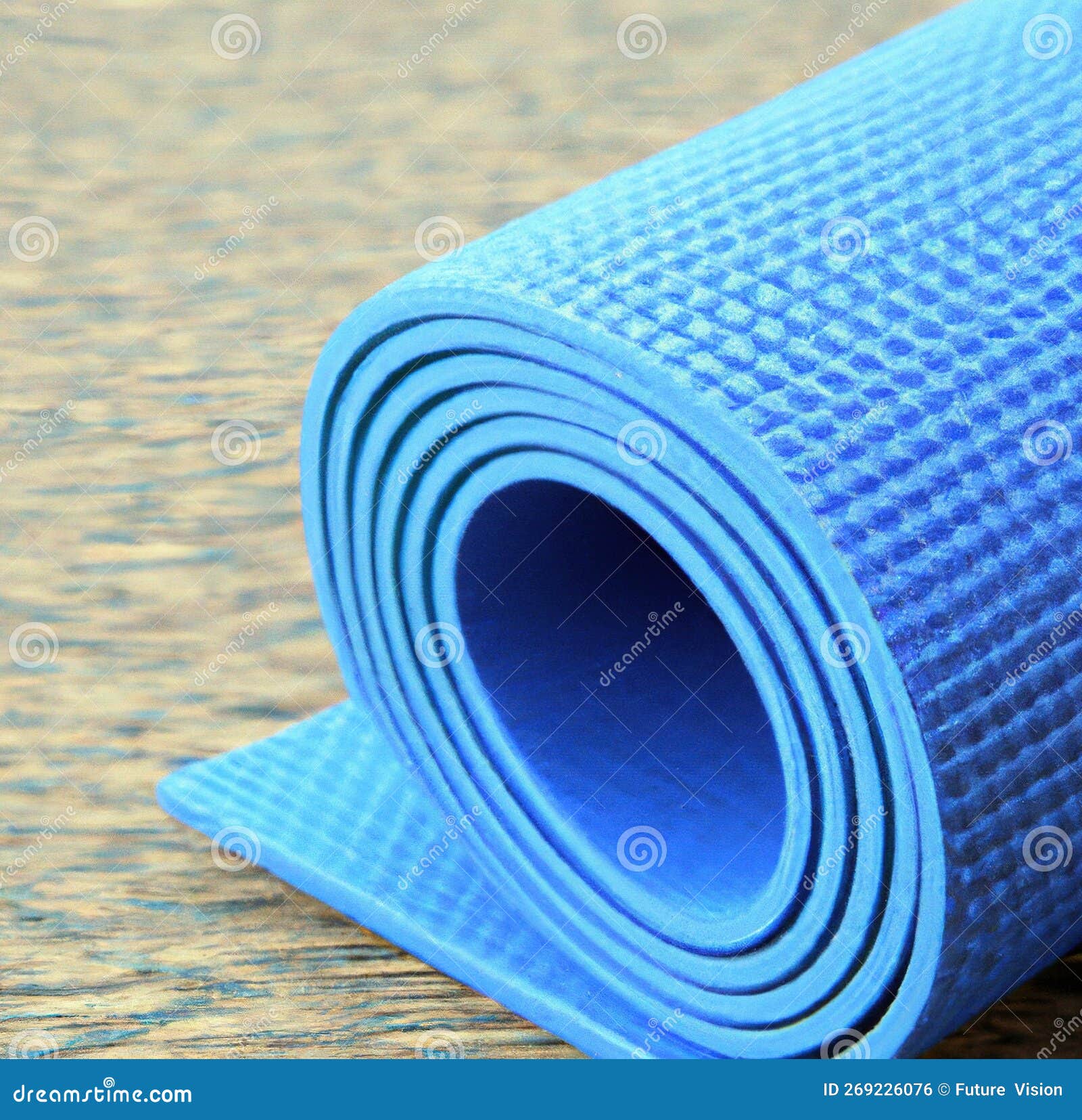Image of Close Up of Blue Yoga Mat with Pattern Stock Photo - Image of ...