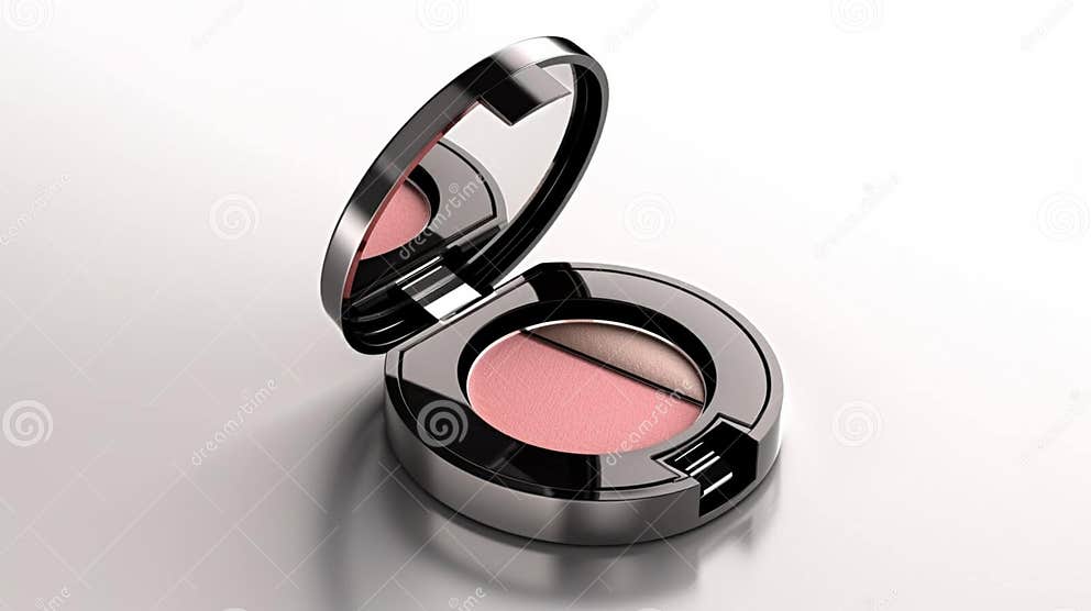Blush Makeup Compact with Brush on White Background Stock Illustration ...