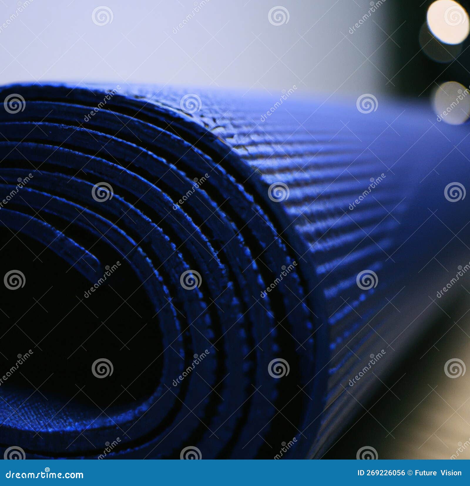 Image of Close Up of Dark Blue Yoga Mat with Pattern Stock Photo ...