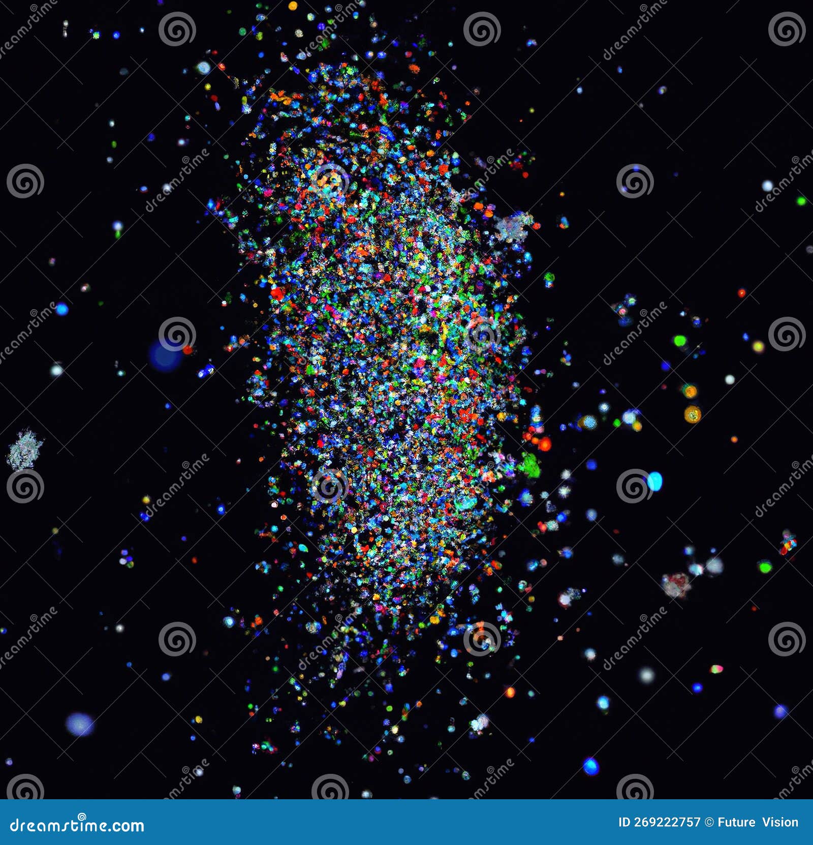 Image of Close Up of Multiple Colourful Particles on Dark Background ...