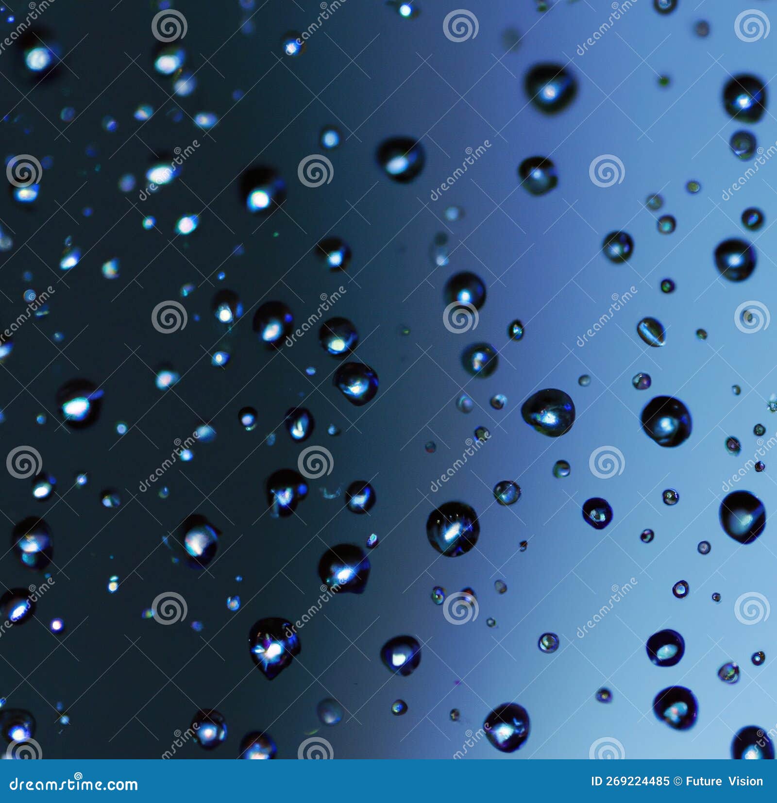 Image of Close Up of Multiple Rain Drops on Blue Surface Stock Image ...