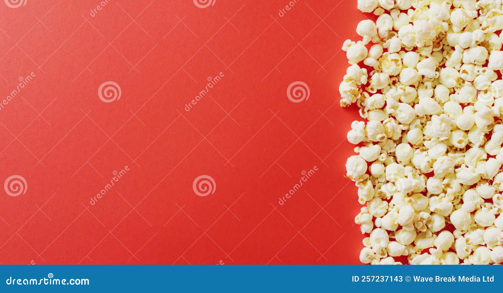 Image of Close Up of Popcorn on Red Background Stock Image - Image of ...