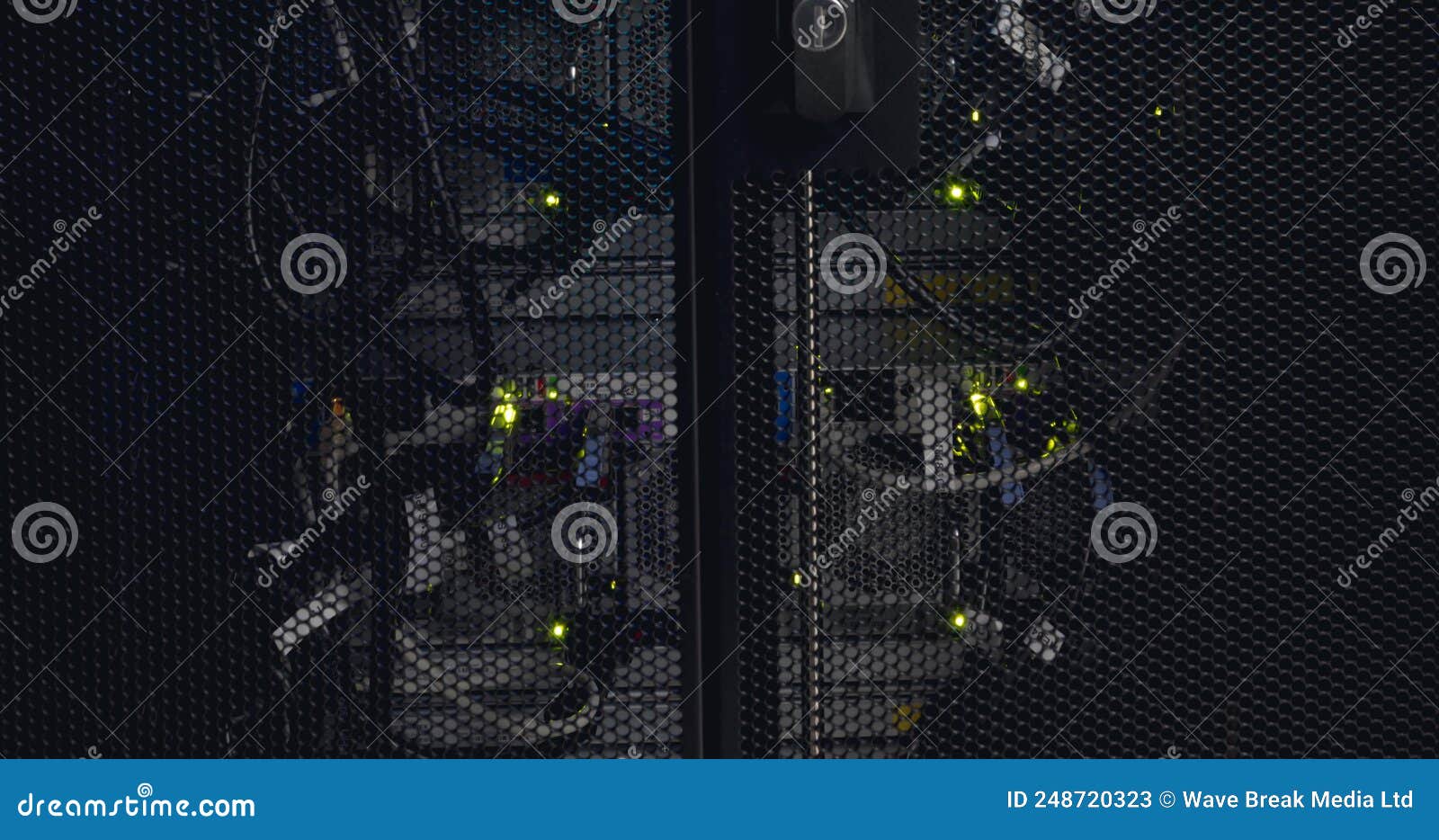 Image of Close Up of Purple and Green Lights in Computer Server Stock ...