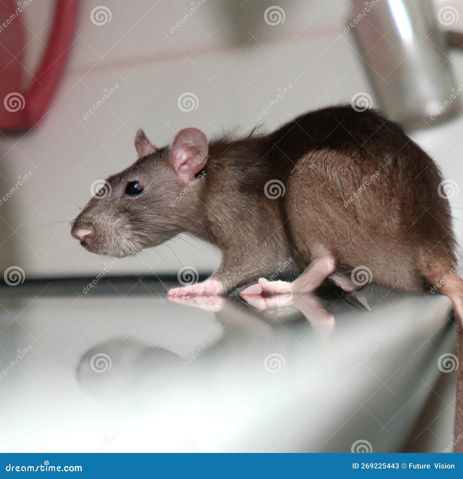 Image of Close Up of Side View of Rat on Light Grey Background Stock ...