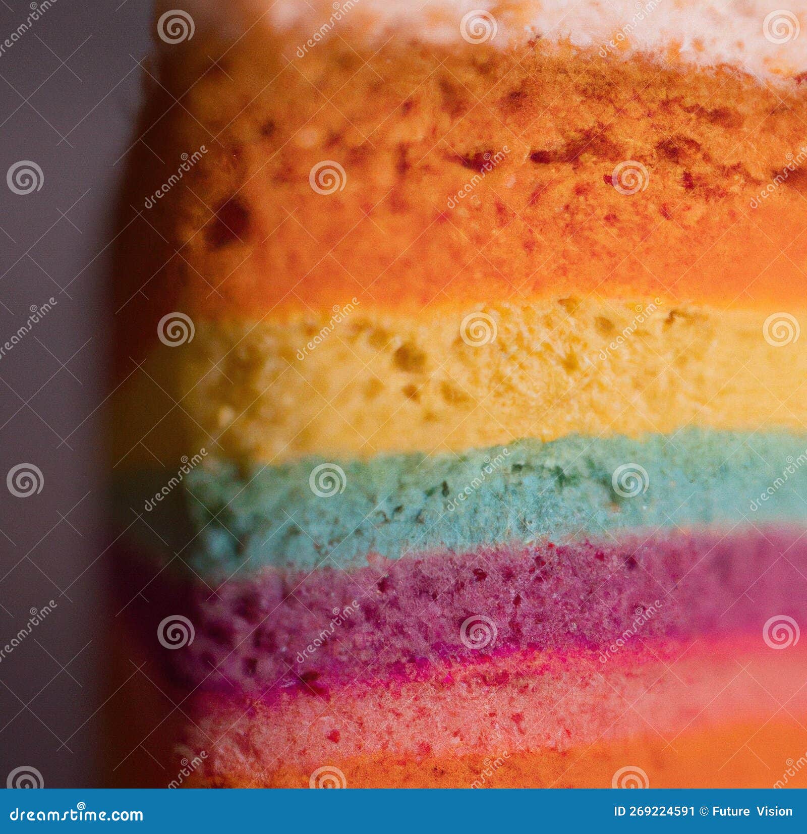 Image of Close Up of Slice of Rainbow Cake with Multi Coloured Layers ...
