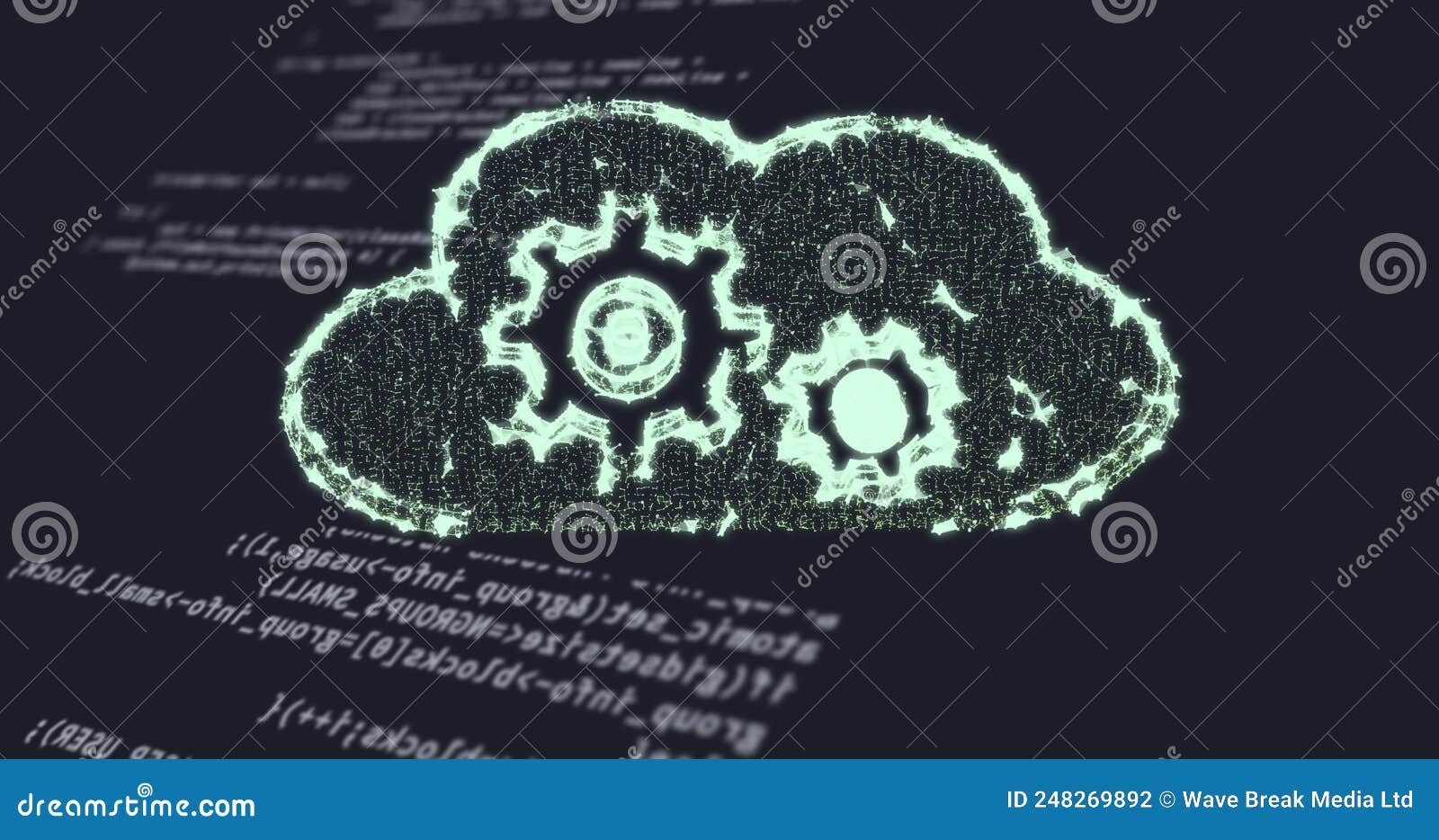 Image of Cloud with Cogs Icon Over Data Processing Stock Illustration ...