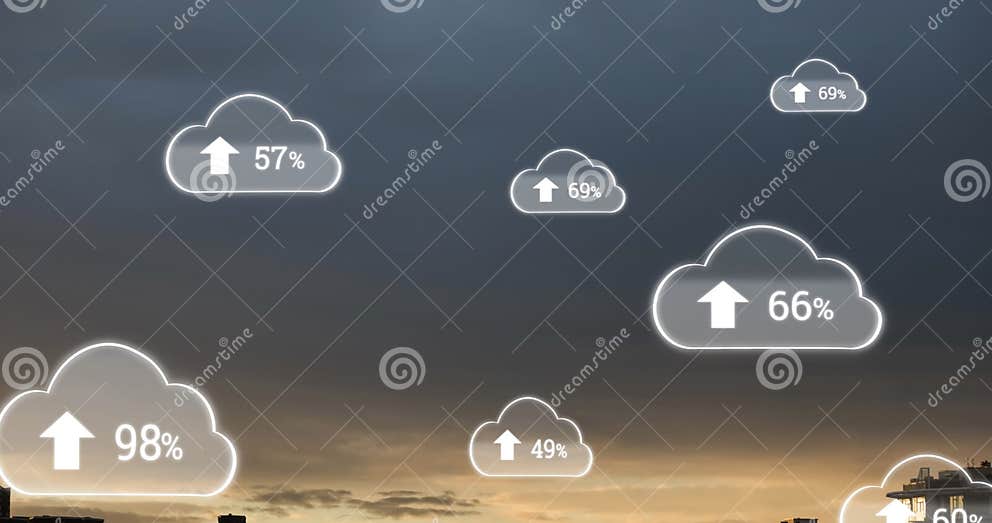 Image of Clouds with Electronic Devices Over Landscape Stock Photo ...