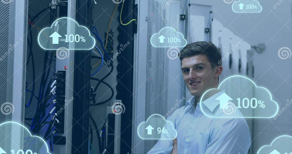 Image of Clouds with Increasing Numbers Over Smiling Caucasian Man ...