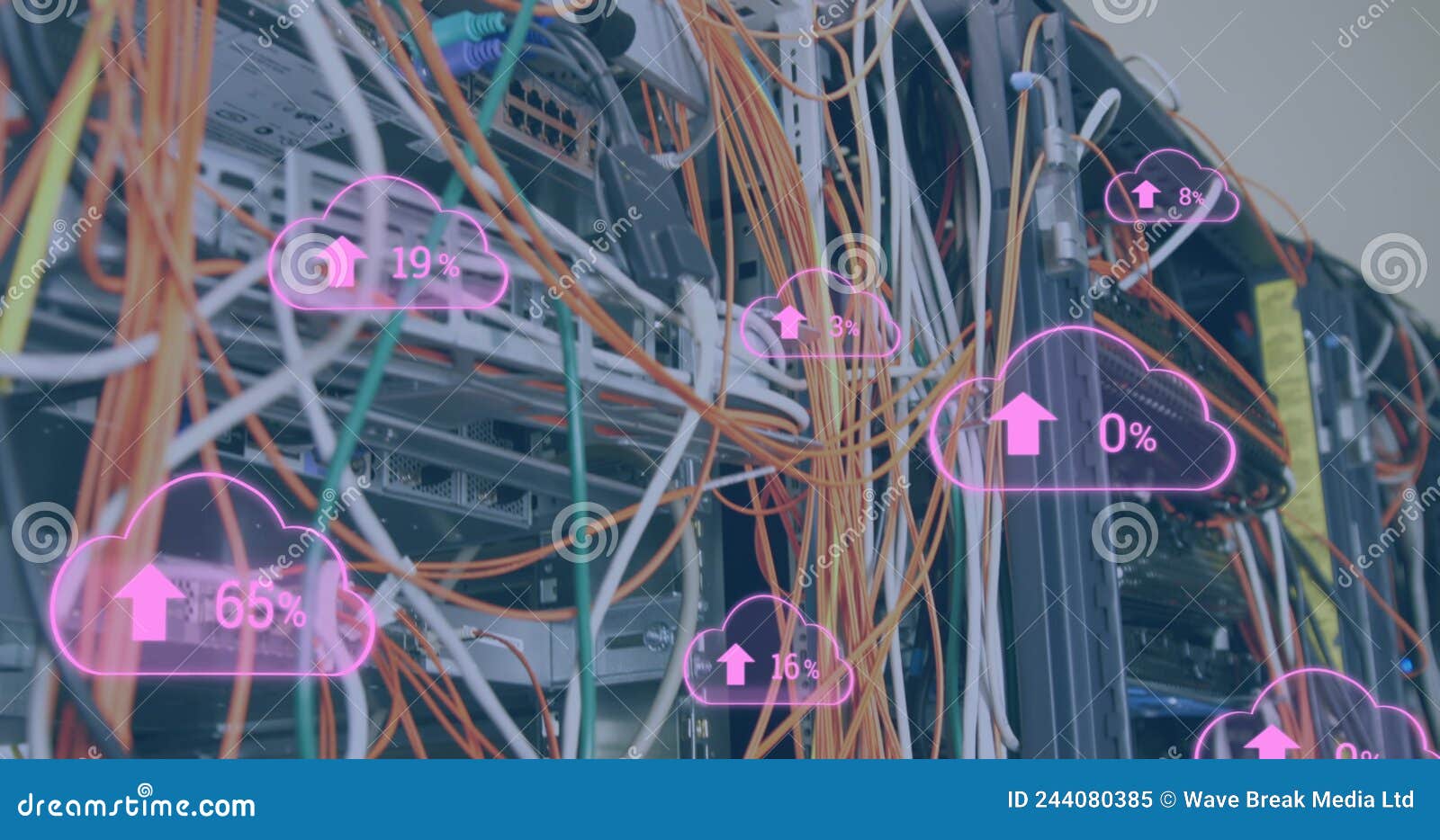 Image of Clouds with Increasing Numbers Over Wires and Servers Stock Image - Image of internet ...