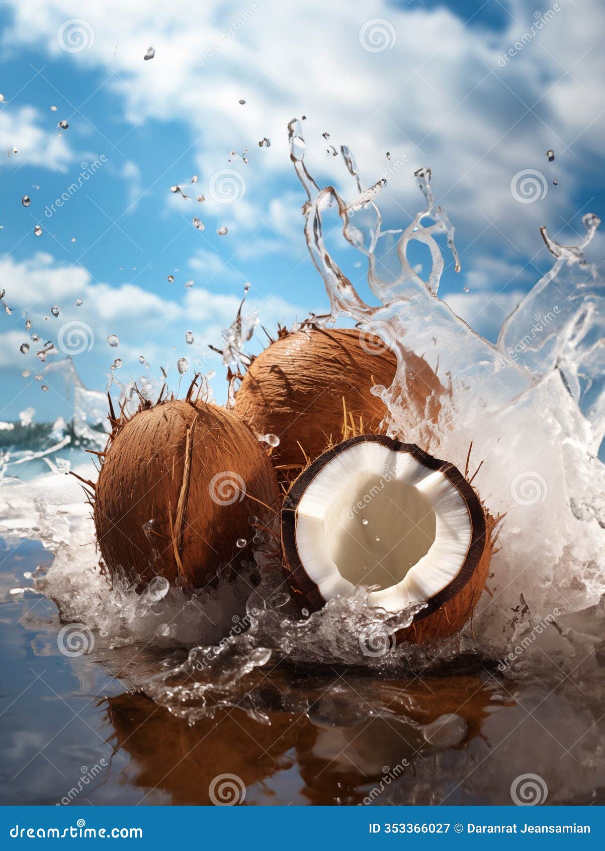 Image of a Coconut Floating on the Surface of the Water. Gives a ...