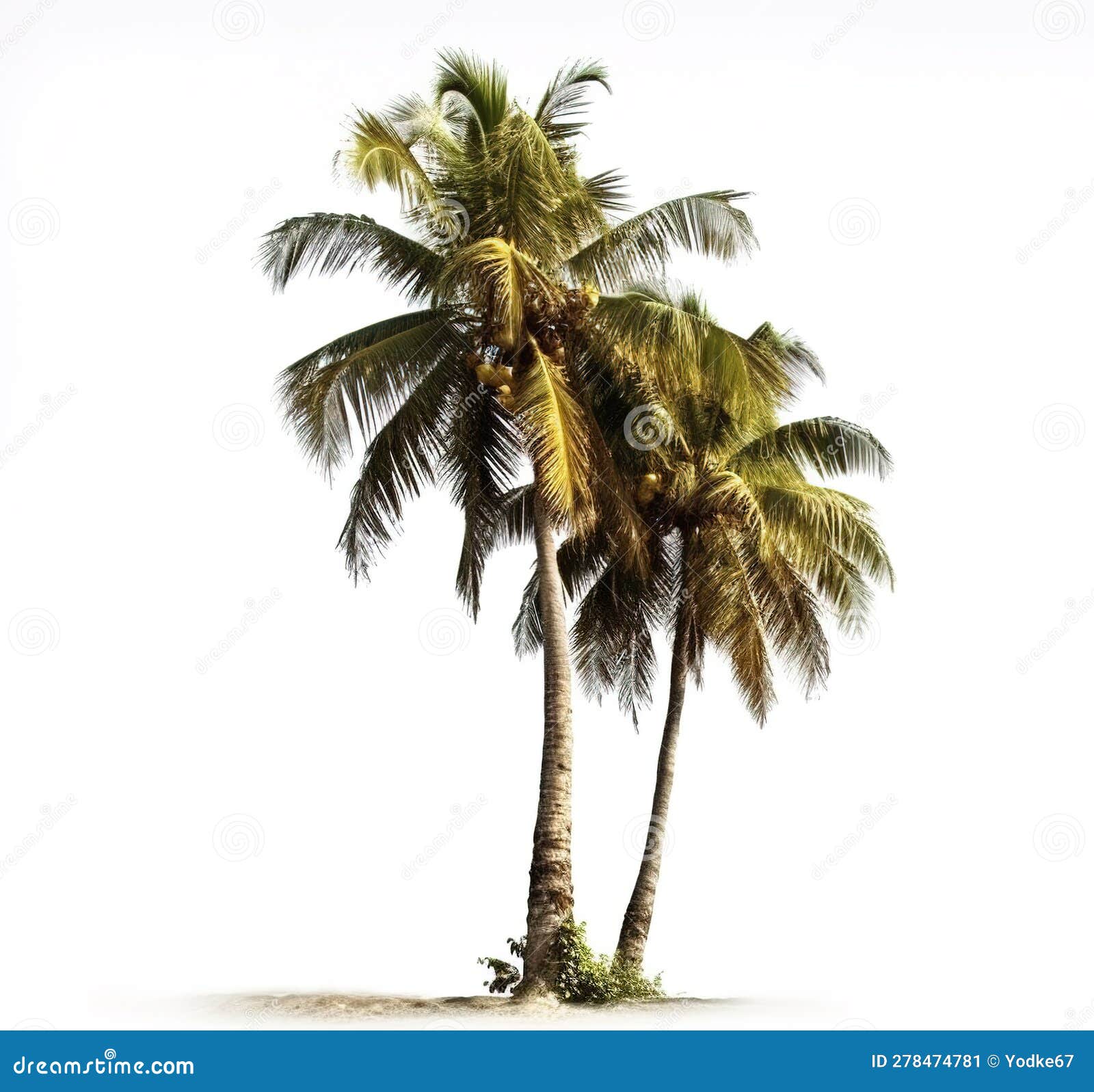 Image of Coconut Tree on a White Background. Illustration, Generative ...