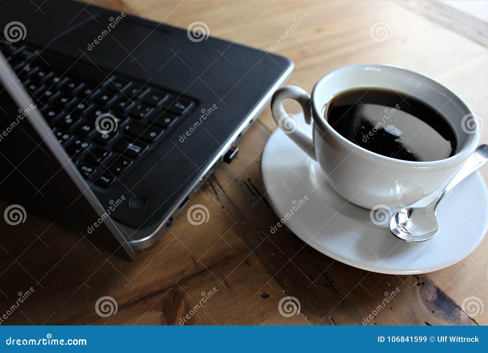 An Image of a Coffee with Laptop in the Sun Stock Image - Image of ...