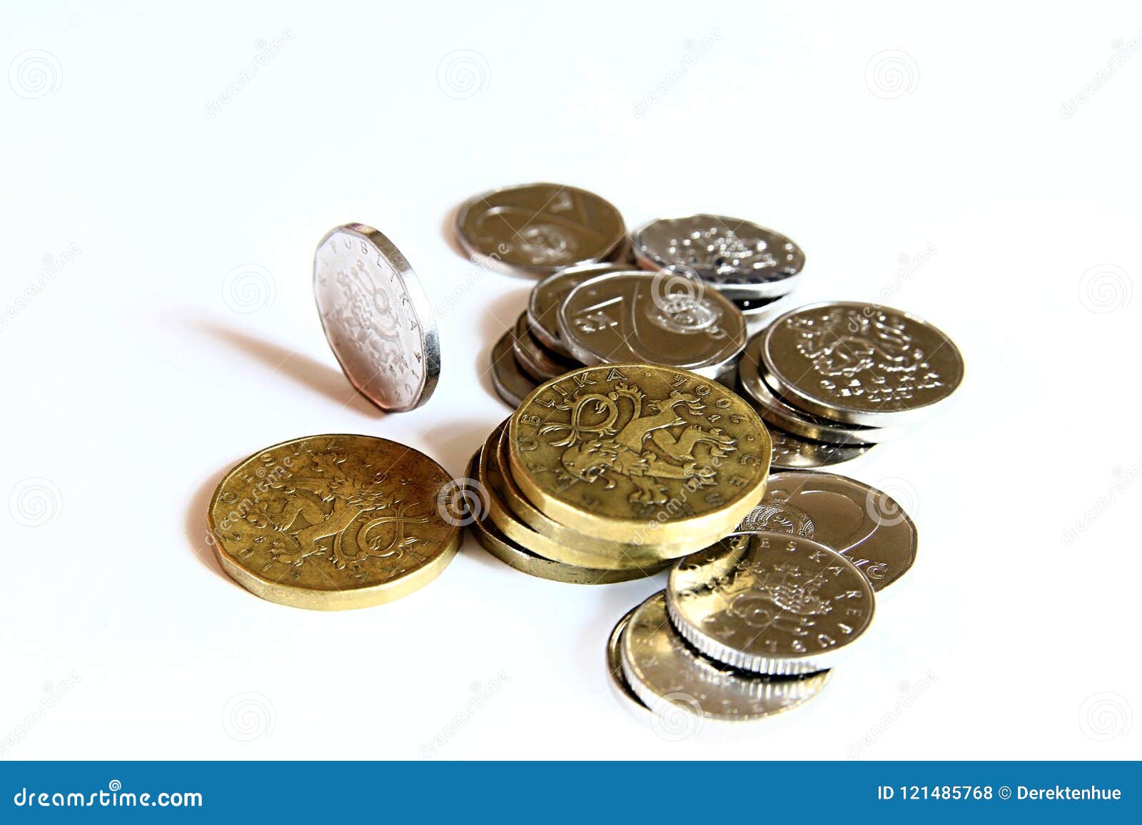 Coins Piled Up on White Surface Stock Photo - Image of coins, dollar ...