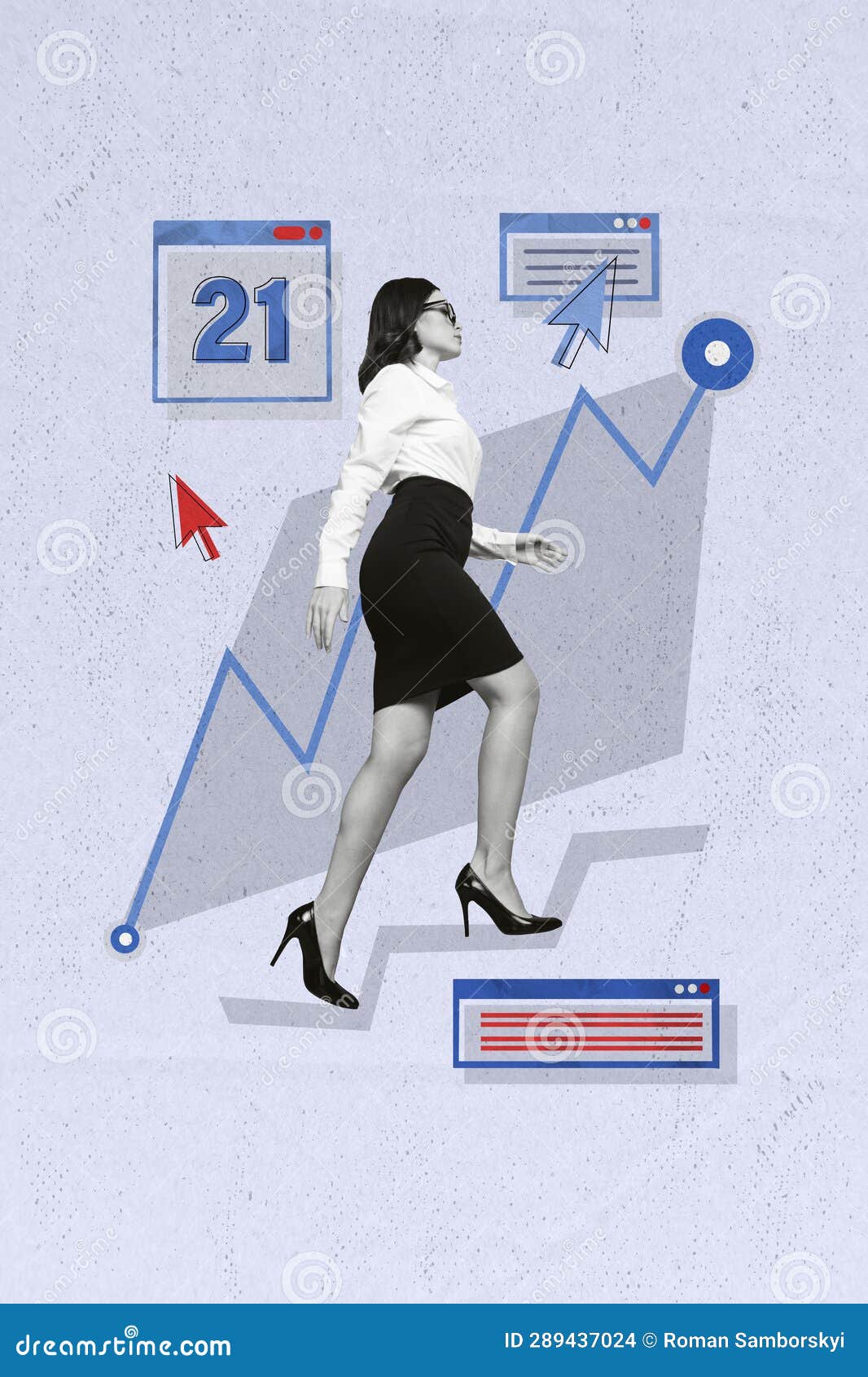 Image Collage Picture Artwork of Successful Purposeful Lady Going ...