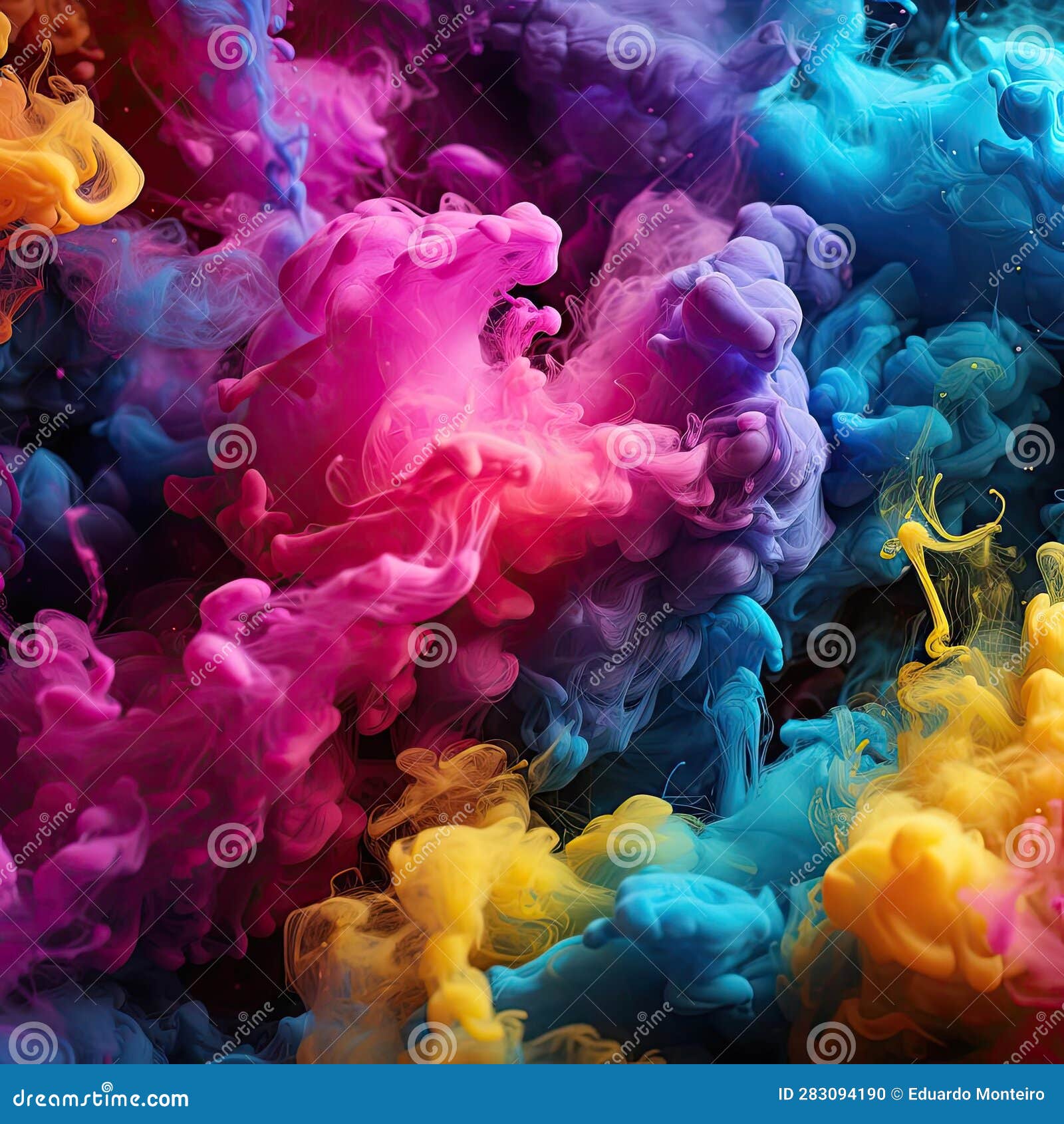 Image of Colored Inks Sprayed into the Air with Vibrant Color Palettes ...