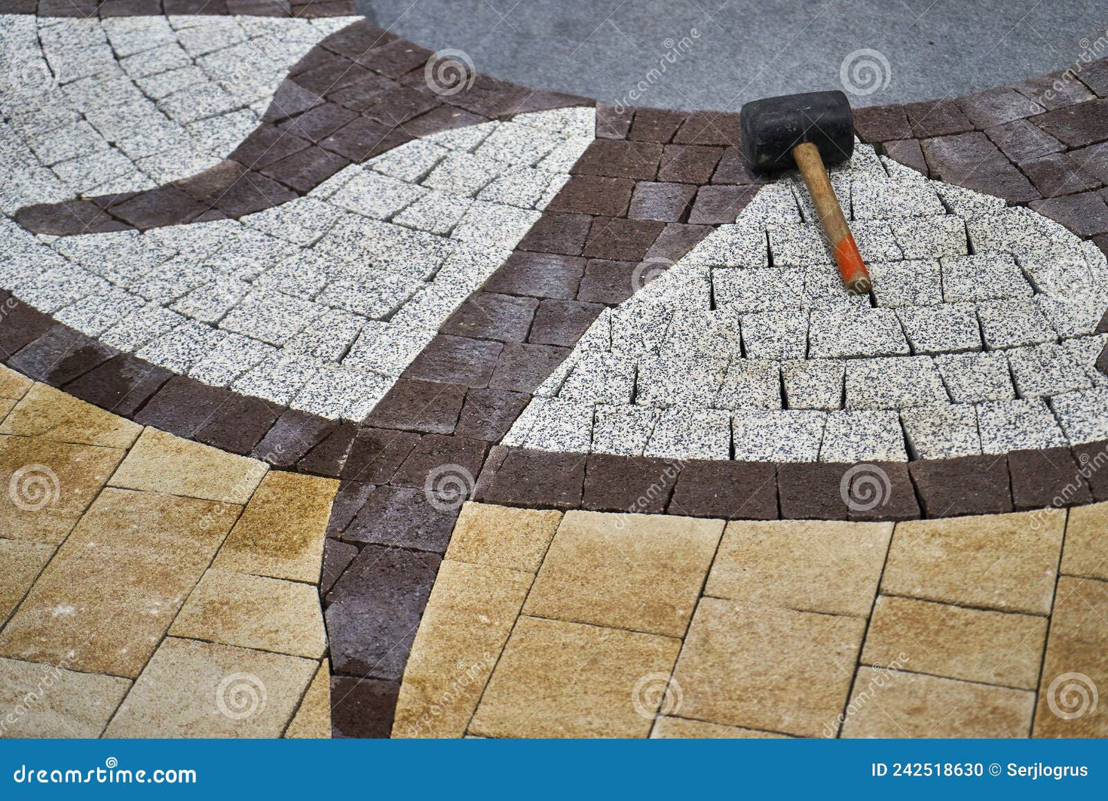 Colored paving tiles stock photo. Image of abstract - 242518630