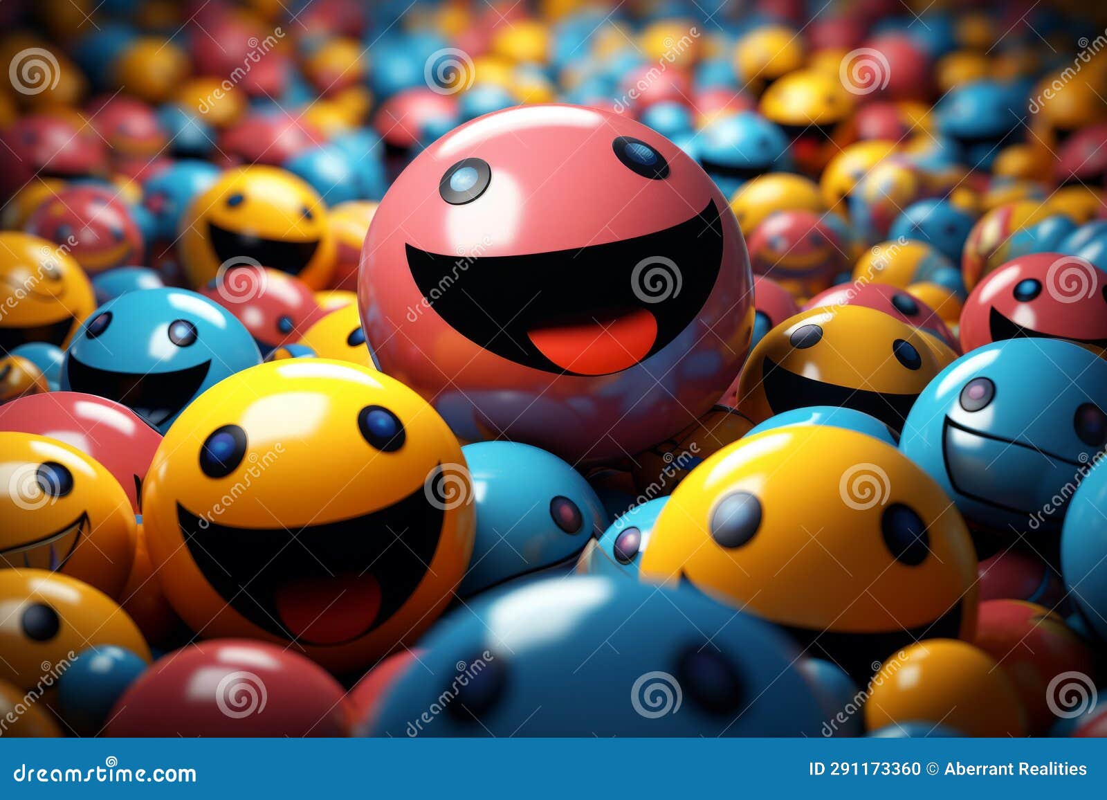 An Image of a Colorful Ball Surrounded by Many Smiley Faces Stock ...