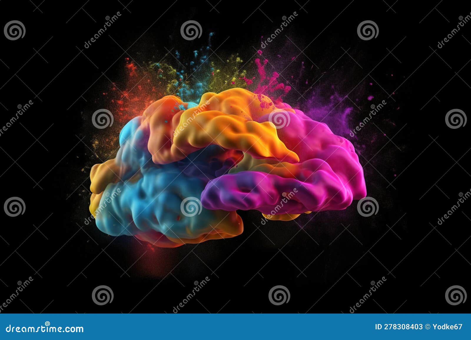 Image of Colorful Brain Design in 3D on a Clean Background ...