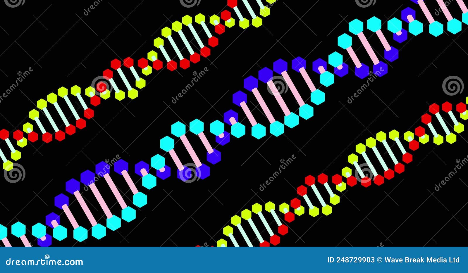 Image of Colorful Dna Rotating on Black Background Stock Illustration ...