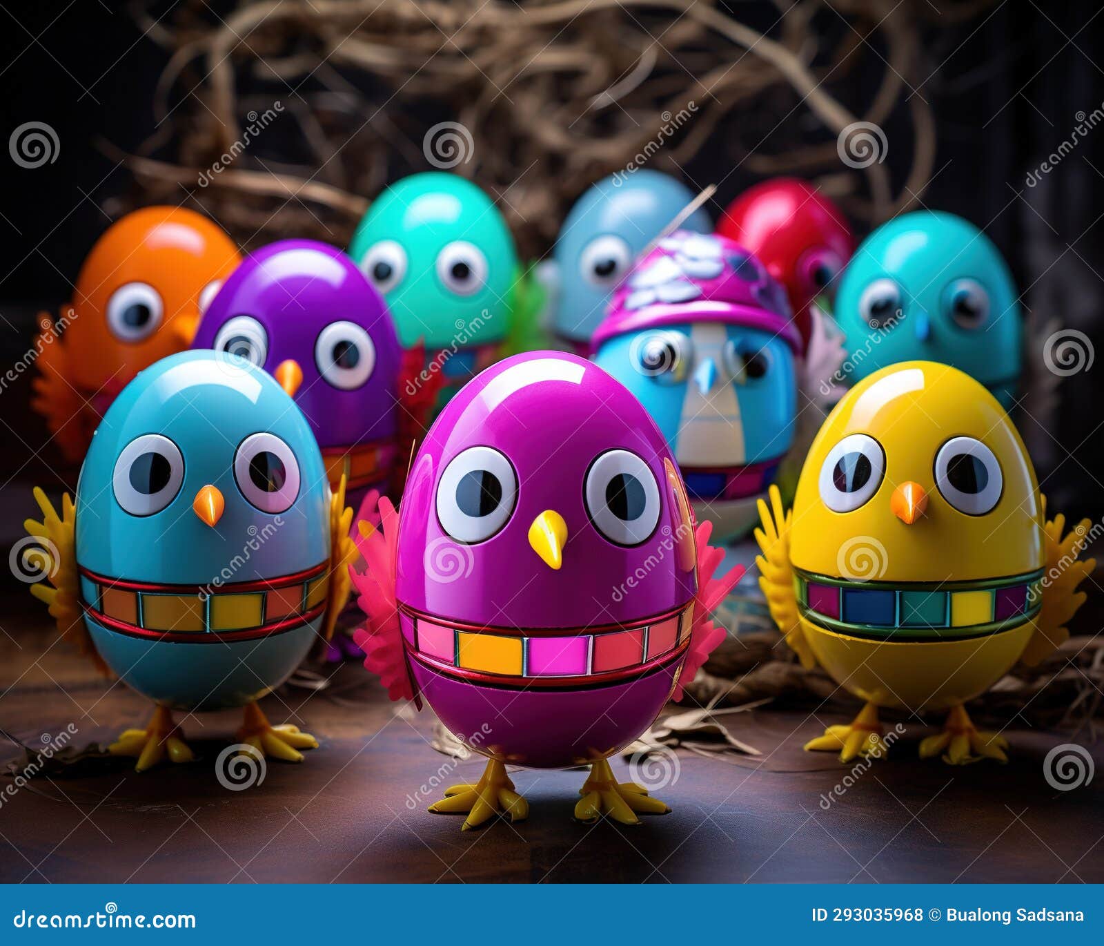 These Cute Easter Chick Egg Robots are Colorful. Stock Illustration ...