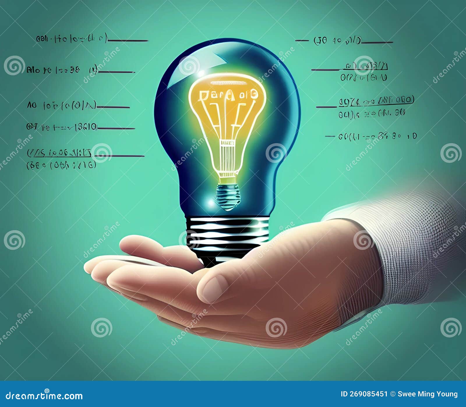 Image of the Colorful Light Bulb Glow and Surrounded with Smart ...