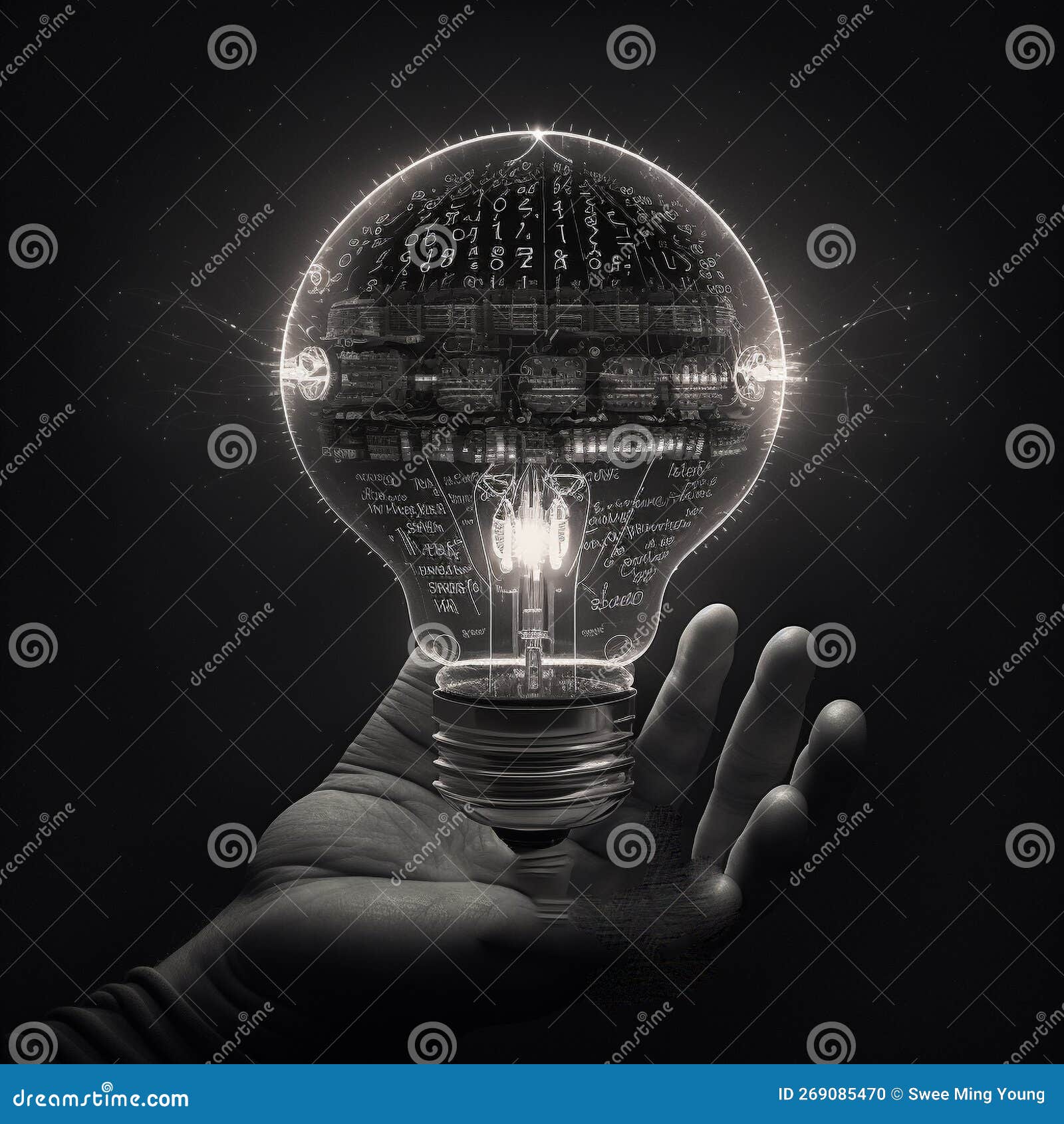 Image of the Colorful Light Bulb Glow and Surrounded with Smart ...