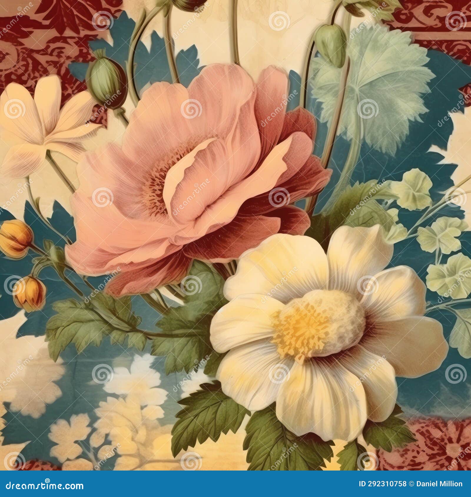 Colorful Old Paper, Vintage Digital Paper Stock Illustration ...