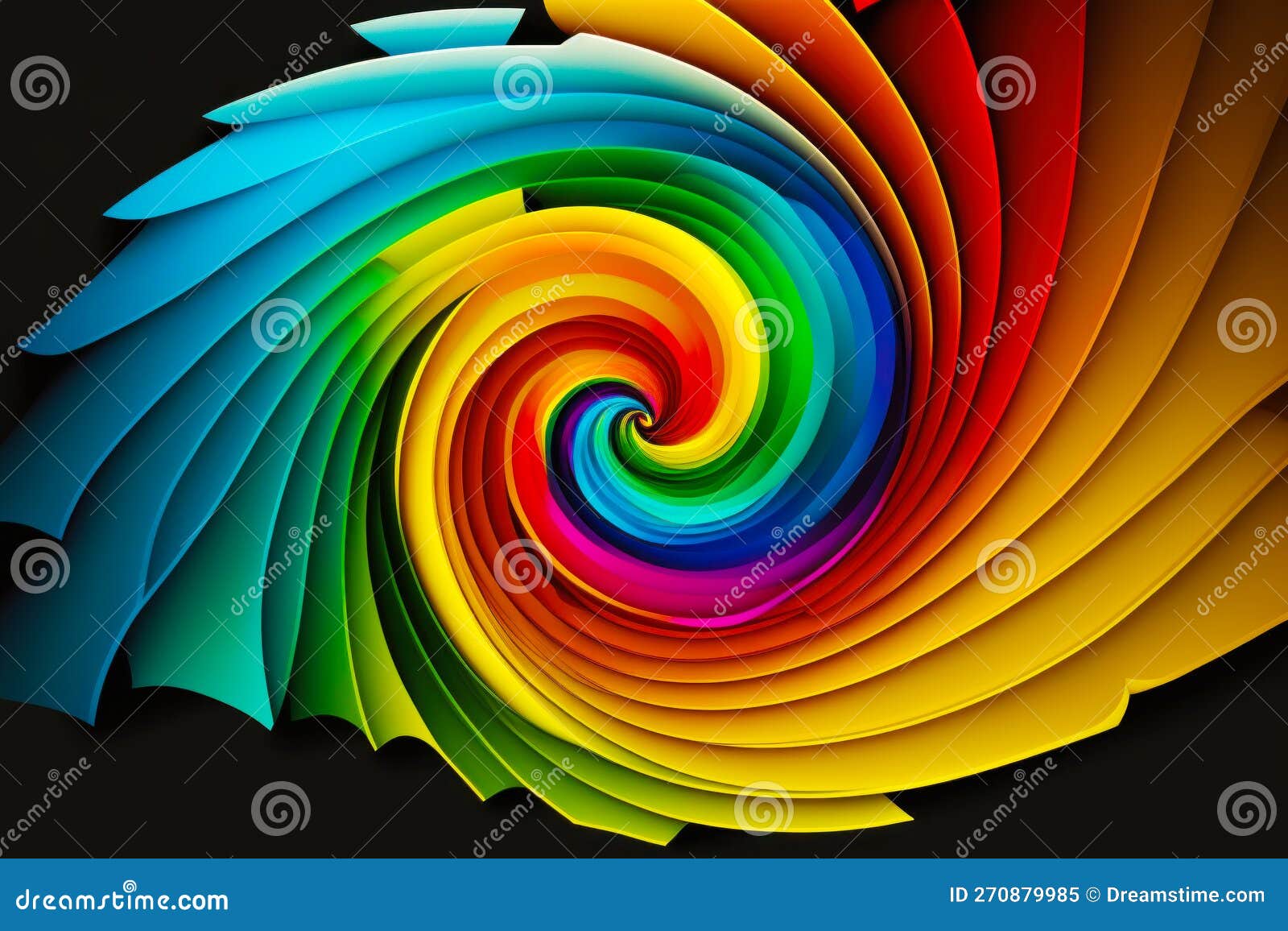 An Image of Colorful Spiral on Black Background. Generative AI Stock ...