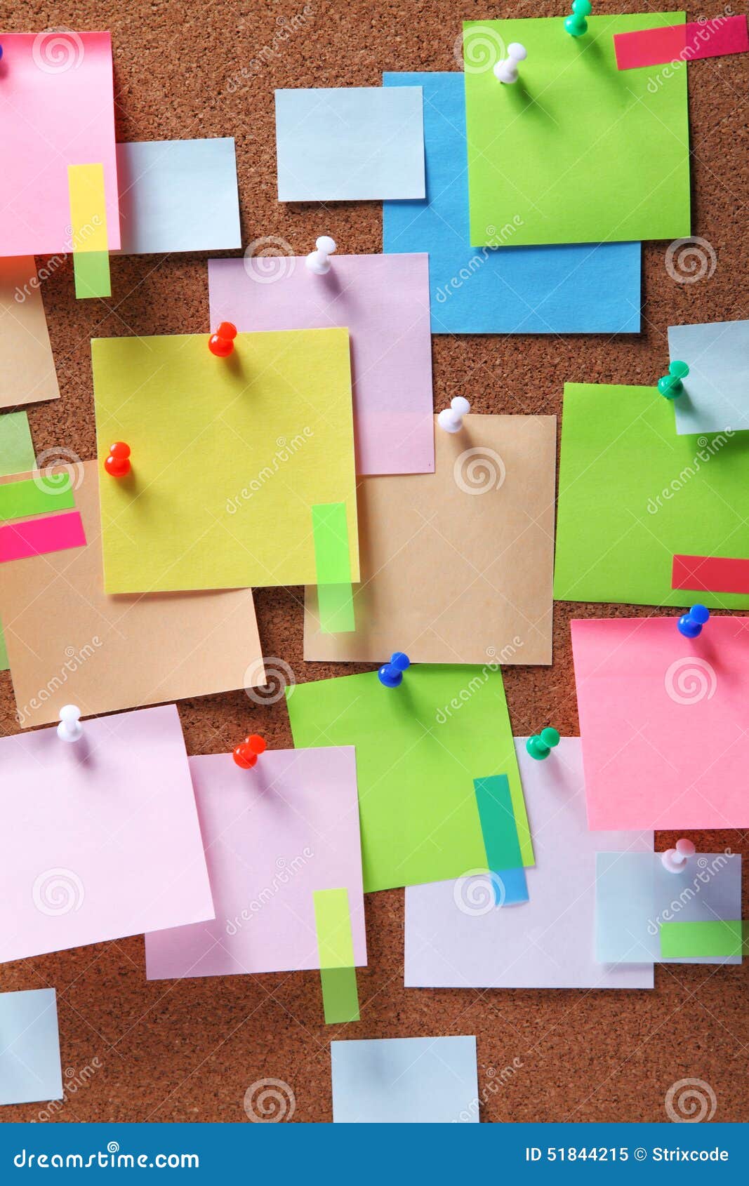 Image of Colorful Sticky Notes on Cork Bulletin Board Stock Image ...