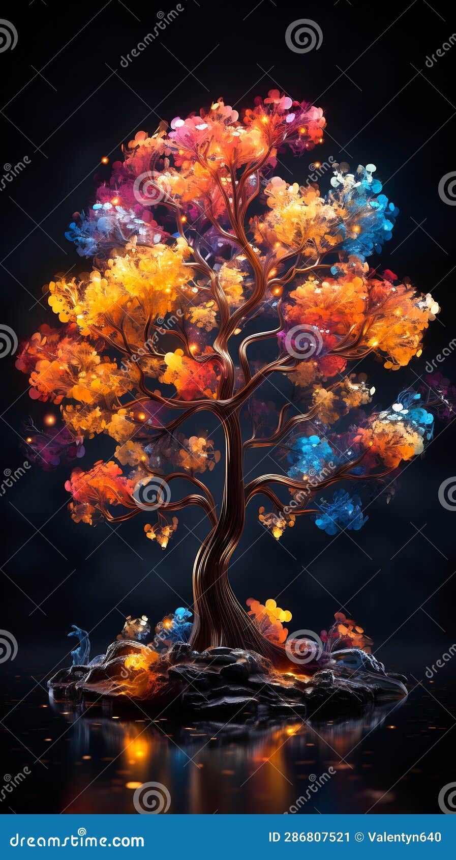 Image of Colorful Tree with Lots of Leaves on it. Generative AI Stock ...