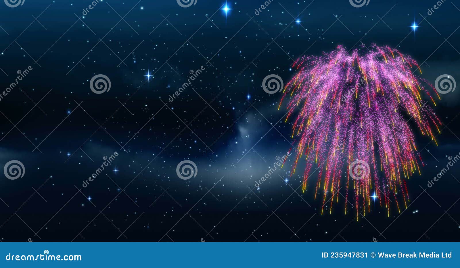 Image of Colourful Christmas and New Year Firework Exploding in Starry ...