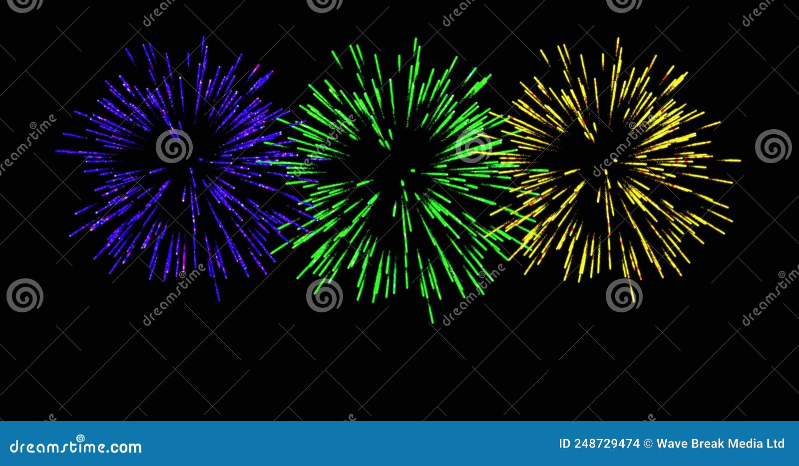 Image of Colourful Christmas and New Year Fireworks Exploding in Night ...