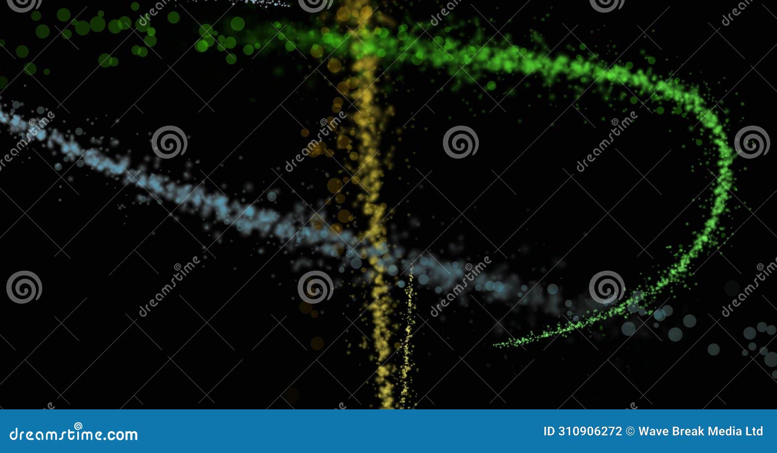 Image of Colourful Light Trails and Spots on Black Background Stock ...