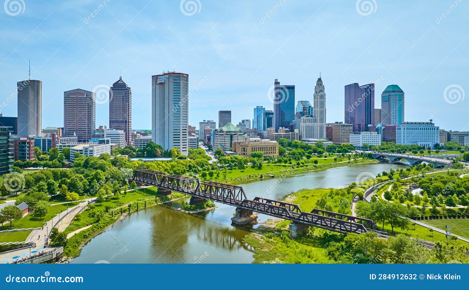 Columbus Ohio Green View of City with Skyscrapers Aerial Editorial ... Columbus Ohio Green View of City with Skyscrapers Aerial Editorial ...