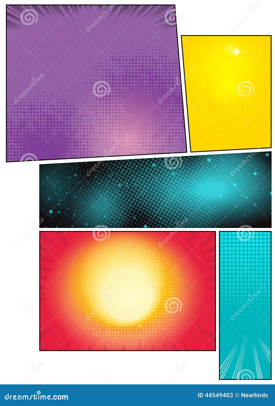 Image Comic Book Pages With Different Background Comic Strips And ...